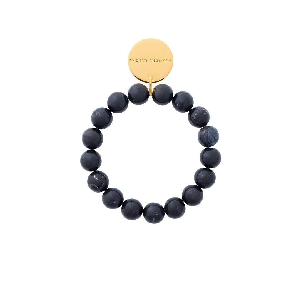 Mini Beads Flex Gliederarmband black universe marble – Designer-Kompositmaterial Schmuck ...