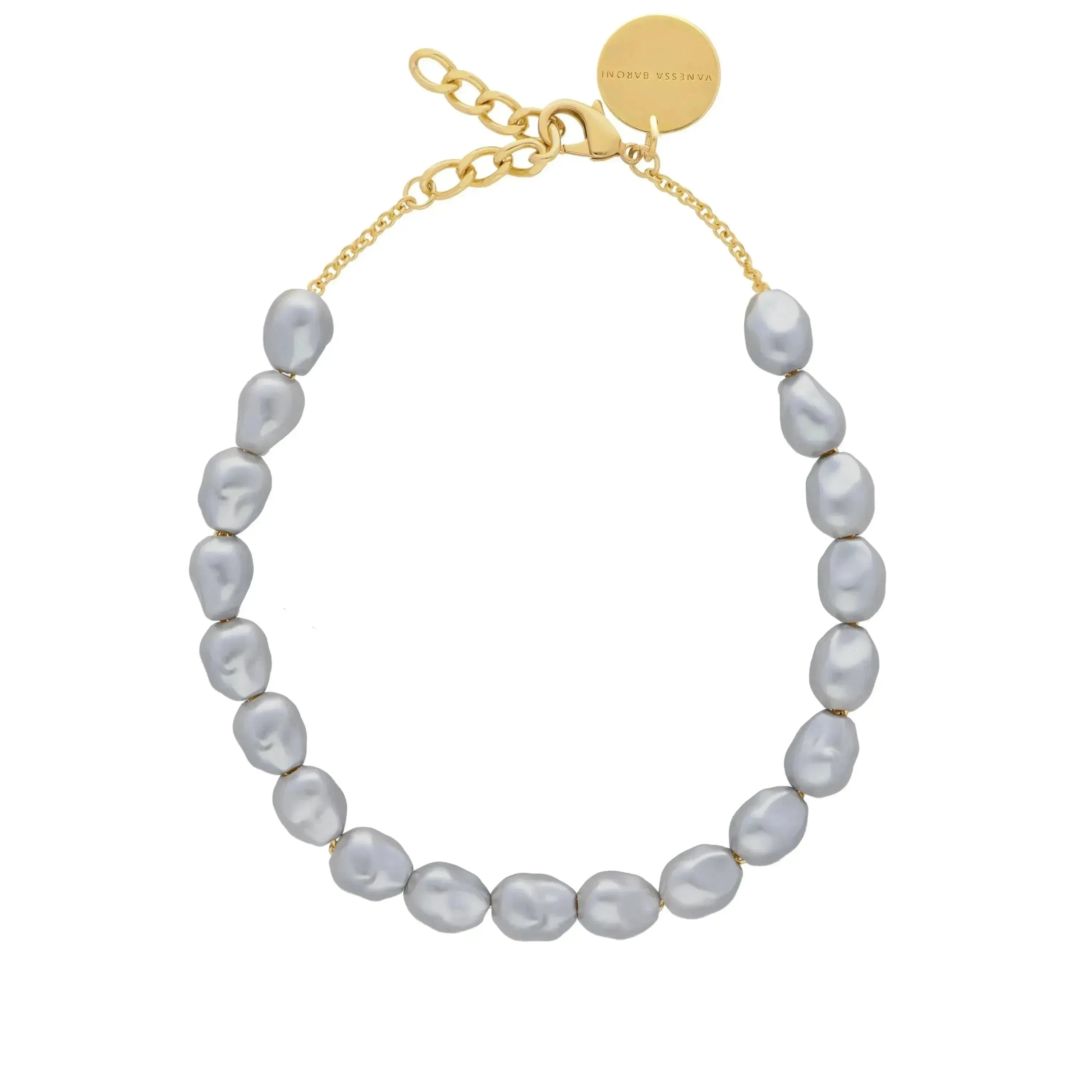 Organic Pearl Necklace Short Grey Pearl Vanessa Baroni